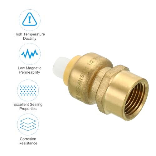 PATIKIL 1/2 x 1/2 Inch Brass Female Adapter, 2 Pack Push-to-Connect ...