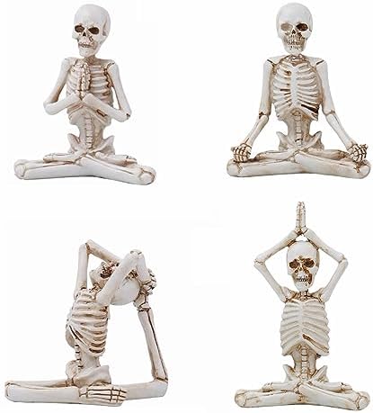 Amazon.com: Home Decor Ornaments Yoga Skull Statues Set - Small Resin ...