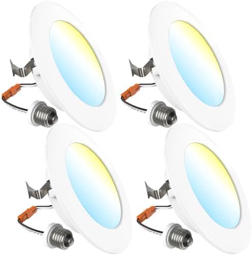 Sunco 6 Pack 4 Inch LED Flat Recessed Light, Retrofit Ceiling Can ...