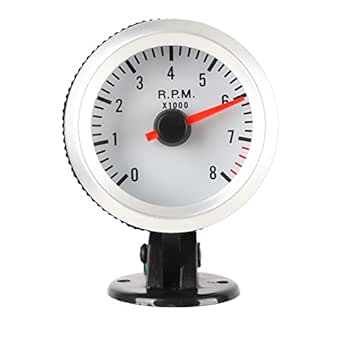 Amazon.co.jp: Autometer 2In 52mm Led Tachometer Red Pointer White Dial ...