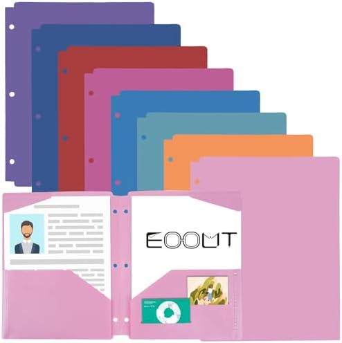 Amazon.com : EOOUT 8 Pack Pocket Folders for 3 Ring Binder, Folders ...