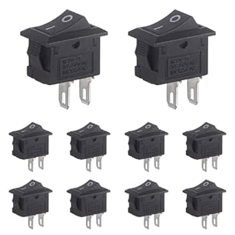 VEXUNGA 10pcs Mini Rocker Switch On Off 2 Pin 2 Position 10 x 15mm Boat ...