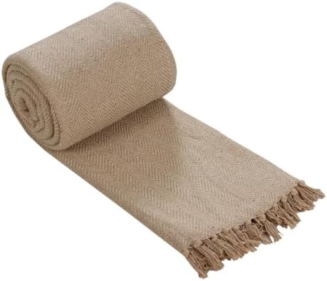 EHC Natural Cotton Two Tone Herringbone Sofa Arm Chair Bedspread Settee ...