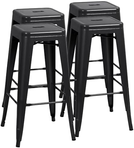 Amazon.com: Furmax 30 Inches Metal Bar Stools Bar Height High Backless ...