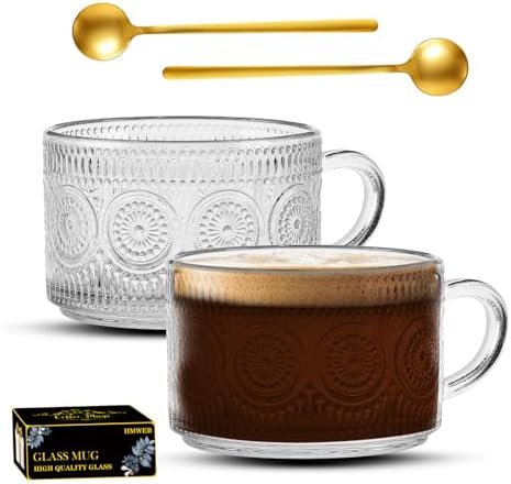 Amazon.com: Maredash 16oz Glass Jumbo Mugs With Handle For Coffee, Tea ...