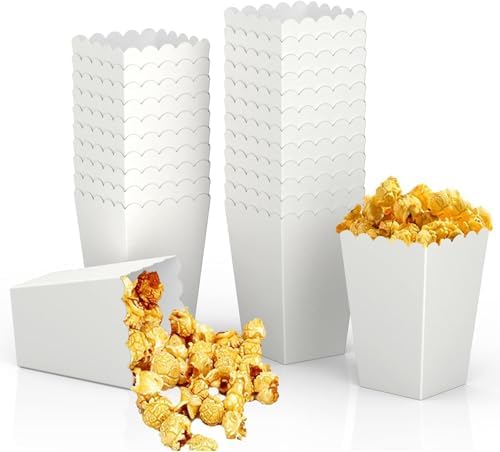 60 Weiße Popcorn-Boxen, Klein, Candy Bar Tüten Popcorntüten Weiß ...