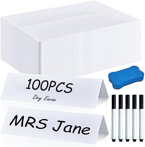 Amazon.com : ZPOYOT 100Pcs Dry Erase Name Tent Table Cards 8.5 x 6 Inch ...