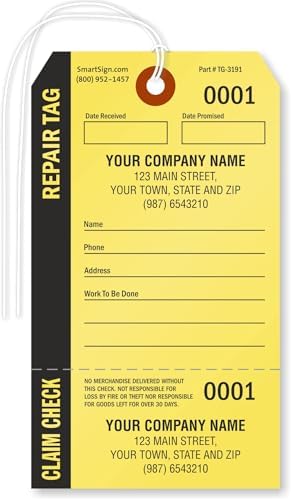 Amazon.com: SmartSign Custom Repair Tags with Pre-Attached Strings ...