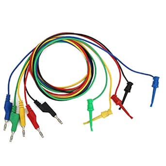 5Pcs 4mm Banana Plug Test Hook Clip Test Cable for Multimeter Test ...