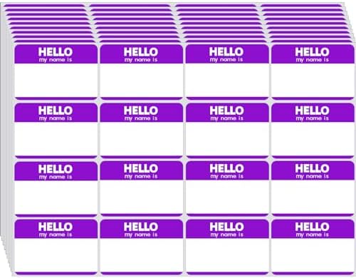 Amazon.com : 480 Pcs Name Tags Sticker Purple, 3" x 2" Blank Hello My ...