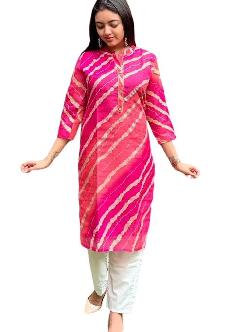 Buy Vvlpf Rajasthani Style Doriya Kurti - Designer Leharia Print for ...