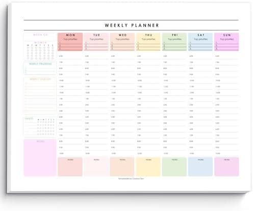 Weekly Hourly Planner Notepad, Daily Planner Desk Pad, Weekly Schedule ...