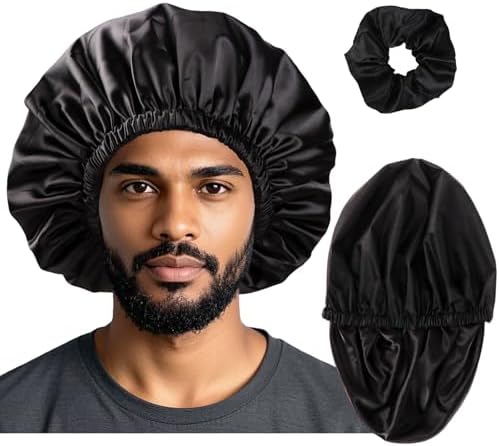 Amazon.com : Shower Cap for Men Black Bath Cap, Reversible Large ...