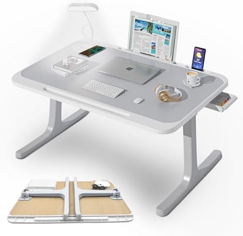 Cestbella Laptop Bed Desk with LED Light, Foldable Laptop Table Non ...