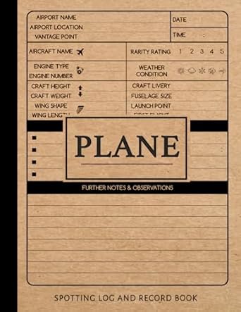 Plane Spotting Log and Record Book: Aviation Enthusiasts Notebook ...