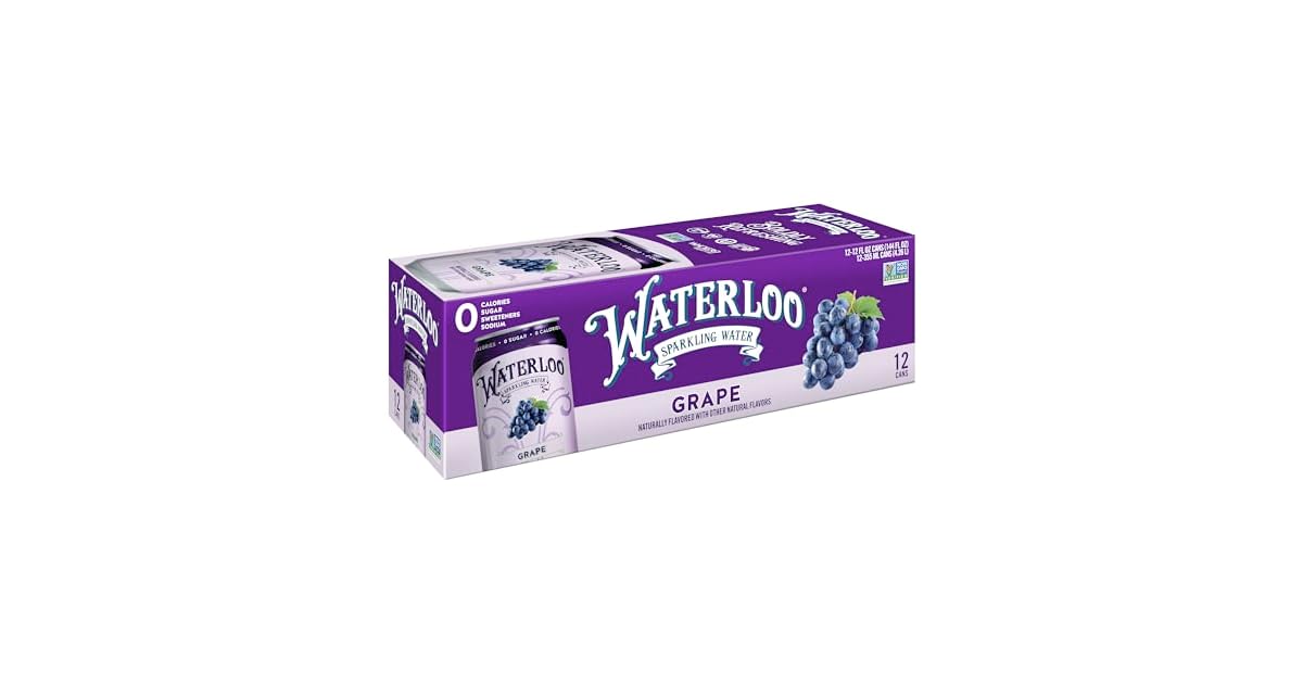 12-Pack Waterloo Sparkling Grape Naturally Flavored Water Cans (12 oz ...