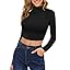 MSBASIC Womens Long Sleeve Turtleneck Crop Top Basic Slim Fit Crop T ...