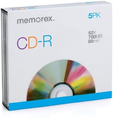 Amazon.com: Memorex MEMCD-R/5 CD-R 80-Minute 700MB 52x Jewel Case, 5 ...