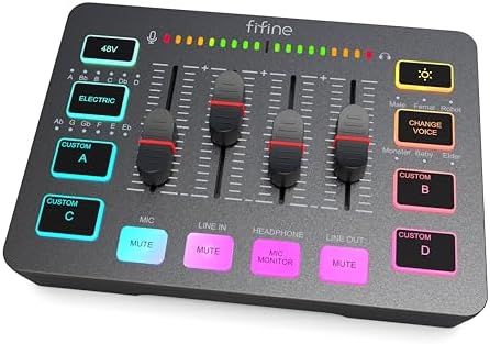 FIFINE Gaming Audio Mixer with XLR Microphone Interface, DJ PC RGB ...