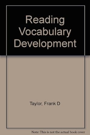 Reading Vocabulary Development : Taylor, Frank D: Amazon.co.za: Books
