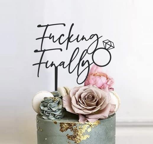 Fucking Finally Engaged Cake Topper Black : Amazon.in: Toys & Games