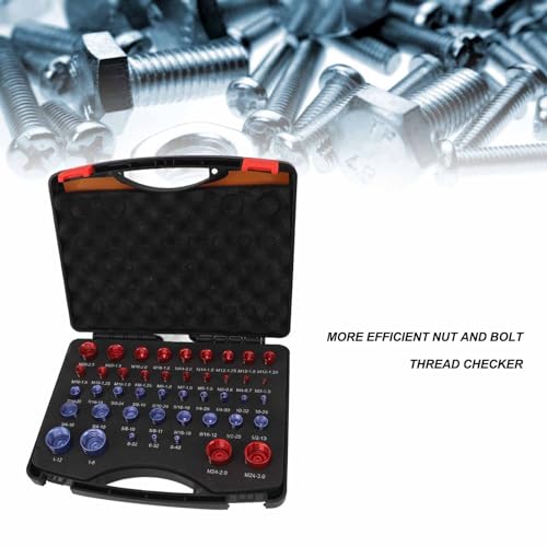 44pcs Nut and Bolt Thread Checker, Aluminum Alloy Red Blue Nut and Bolt ...