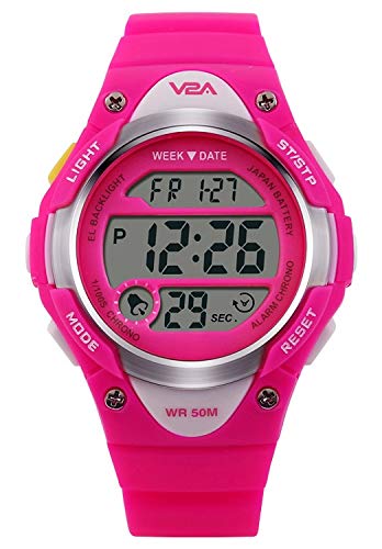 V2A Digital Unisex-Child Watch (Pink Dial, Pink Colored Strap) : Amazon ...