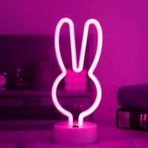 BAILEY Creative LED Rabbit Head Neon Lights Lovely Neon Signs Lamp with ...