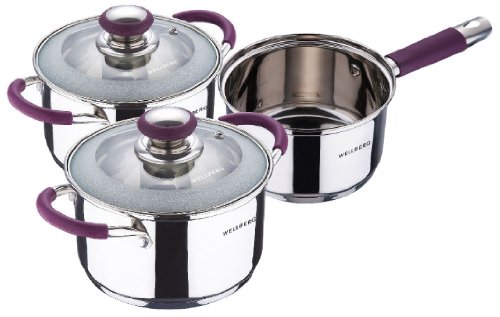 Buy Wellberg Roma Cookware Set, 5-Pieces, Purple Online at Low Prices ...