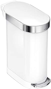 Amazon.com: simplehuman 45 Liter / 12 Gallon Slim Hands-Free Kitchen Step Trash Can, White ...