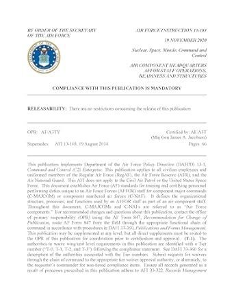 Amazon.com: AIR FORCE INSTRUCTION 13-103 AIR COMPONENT HEADQUARTERS ...