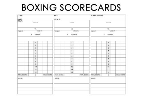 Boxing Scorecards: For Scoring Professional Boxing Bouts by Joe Dolan ...