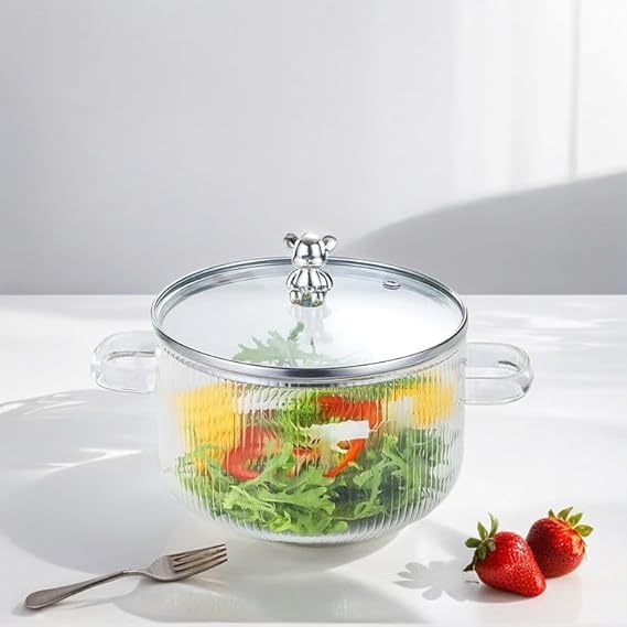 Buy GlassGaze Glass Cooking Pot with Lid, Simmer Pot Heat Resistant ...