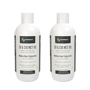 Sharrets C8 C10 MCT Oil (32 fl Oz x 2) Pure Medium Chain Triglycerides for Radiant Skin ...