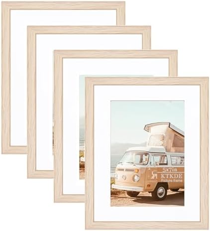 Amazon.com - Veelot 8x10 Picture Frame with Mat Set of 4,Solid Oak Wood ...