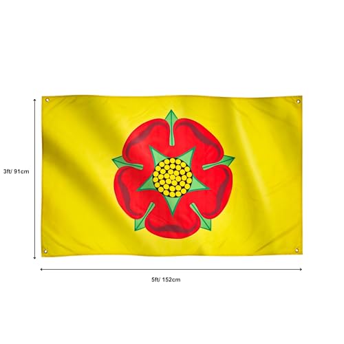 Runesol Lancashire Flag, 91x152cm, 3ft x 5ft, Red Rose Flag, 4 Grommets ...