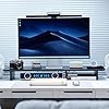 ROCDEER Bamboo Dual Monitor Stand Riser Black, 2-Tier Desk Monitor ...