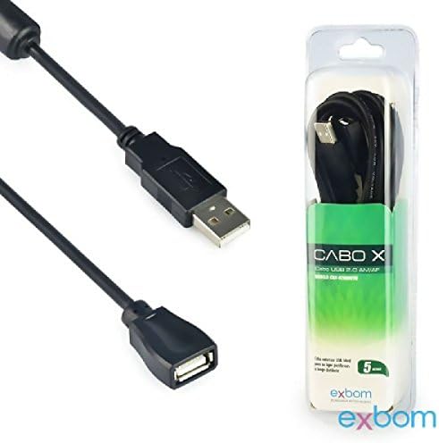Cabo Extensor USB 2.0 AM+AF 5 metros com Filtro Exbom CBX-U2AMAF50 ...