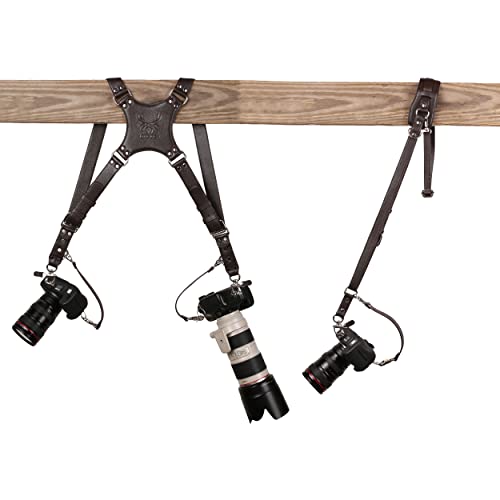 Ledereign Leather Camera Belt with Snap Shackle Hooks | Perfect Double ...