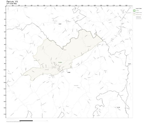 Amazon.com : ZIP Code Wall Map of Ferrum, VA ZIP Code Map Not Laminated ...