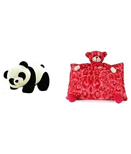 SRT Panda Soft Toy (26 cm) and Red Pillow (38 cm) Combo : Amazon.in ...