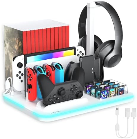 Amazon.com: Hosanwell Switch Controller Charging Station RGB Light ...