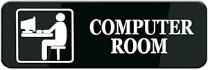 Amazon.com : Computer Room Sign, Signage White/Black Plastic Acrylic ...