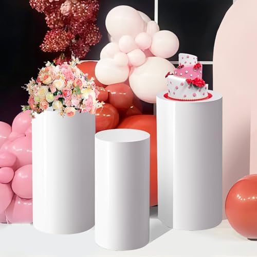 Amazon.com: Wokceer Cylinder Pedestal Stands for Party 3Pcs Large Round ...