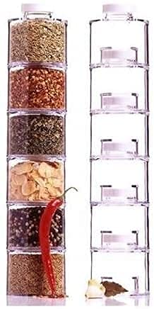 Marrone 6 Pcs Stackable Spice Tower Carouse Transparent Acrylic Spices ...