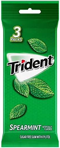 Amazon.com: Trident Spearmint Sugar Free Gum, 3 Packs of 14 Pieces (42 ...
