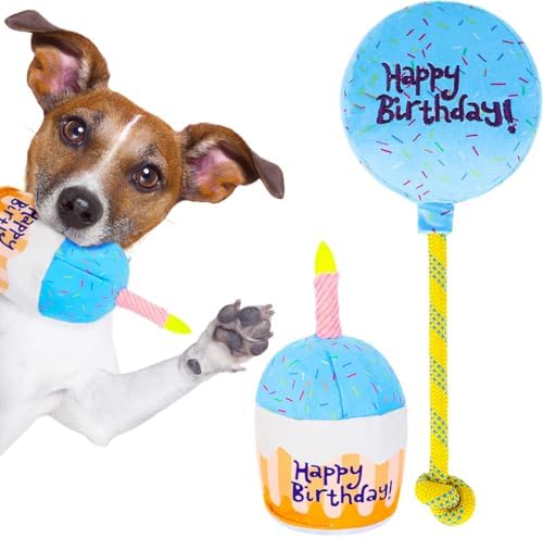 saerryor Pet Dog Birthday Cake & Birthday Balloon Squeaky Soft Plush ...