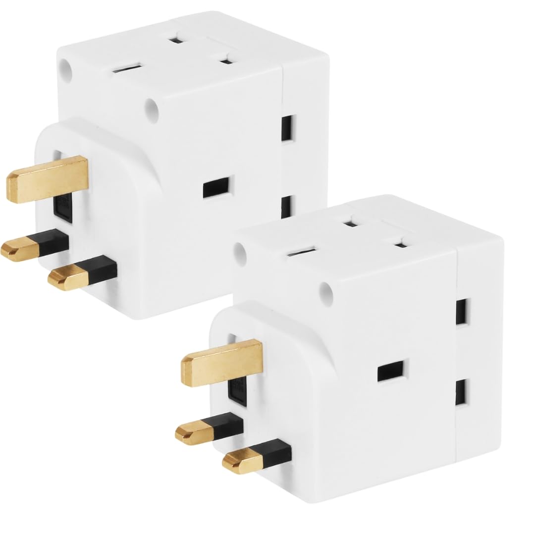 SHPELEC® 13A 3-Way Fused Adaptor - Heavy Duty Triple Plug Outlet ...