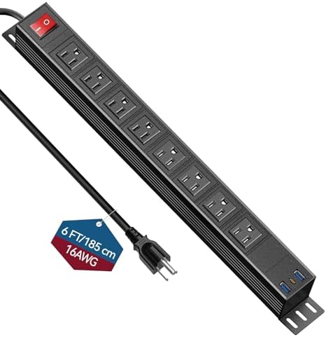 Amazon.com: 8 Outlet Heavy Duty Power Strip with USB PD 20W, BTU Surge ...