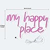 GGK My Happy Place Neon Sign LED Light up My Happy Place Sign for Wall Decor Pink Neon Lights ...